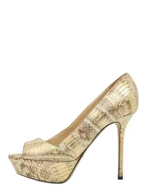 SERGIO ROSSI 110mm Snakeskin Platform Pumps - Gold