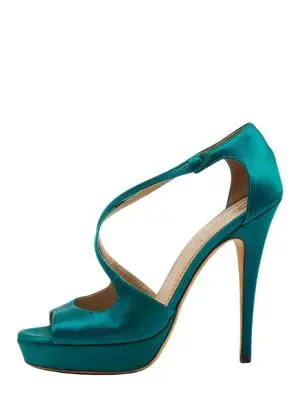 Saint Laurent 130mm Satin Platform Sandals - Green
