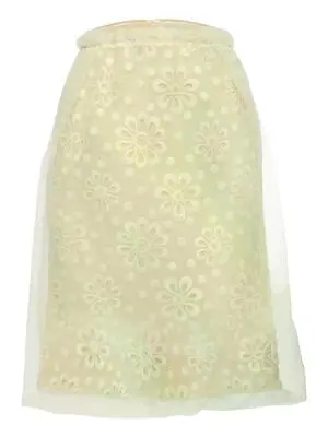 LOUIS VUITTON Organza Floral Embroidery Mini Skirt - Yellow