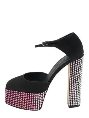 GIUSEPPE ZANOTTI Platform Crystal Sandals - Black
