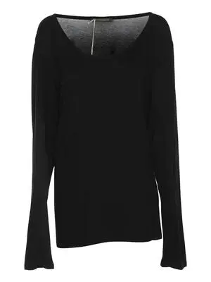 Marina Rinaldi Long-sleeved Wide-neck Top - Black
