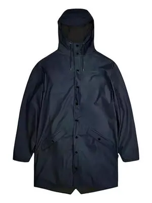 Rains Button-fastening Hooded Coat - Blue