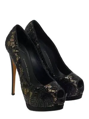 GIUSEPPE ZANOTTI 150mm Sequins Lace Pumps - Black