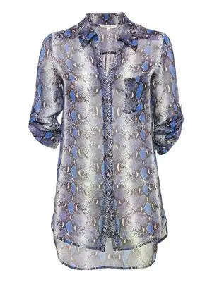 Diane Von Furstenberg Snakeskin-print Silk Shirt - Blue
