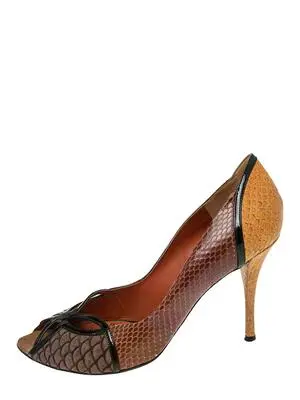 Bottega Veneta Snakeskin Peep-toe Pumps - Multicolour
