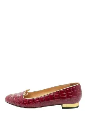 CHARLOTTE OLYMPIA Kitty Crocodile-effect Ballet Flats - Red