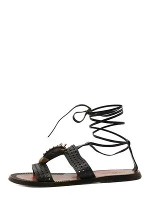 Valentino Garavani Lace-up Leather Sandals - Black