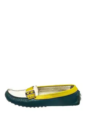 Fendi Leather Strap Loafers - Green