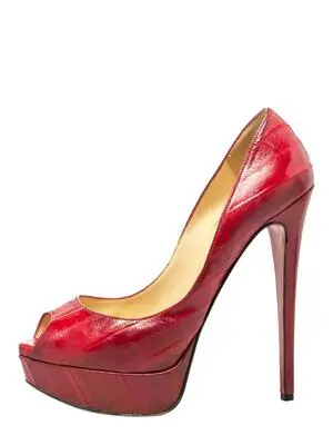 CHRISTIAN LOUBOUTIN 15mm Lady Peep Pumps - Red