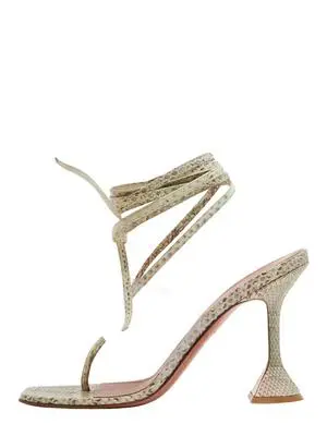 Amina Muaddi 115mm Leather Heeled Sandals - Neutrals