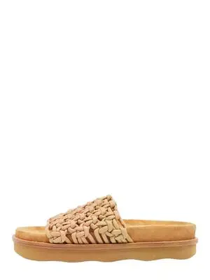 Chloé Woven Leather Flat Slides - Neutrals