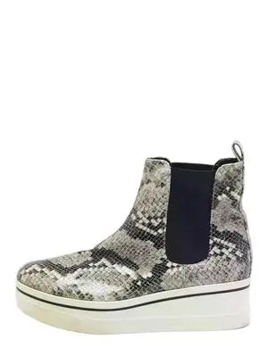 Stella McCartney 50mm Snakeskin-effect Platform Chelsea Boots - Grey