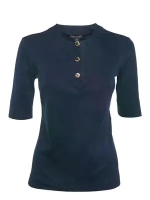 LOUIS VUITTON Button-collar Top - Blue