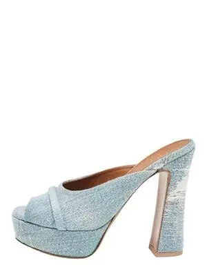 MALONE SOULIERS 130mm Denim Platform Mules - Blue
