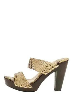 JIMMY CHOO Snakeskin Embossed Platform Sandals - Neutrals
