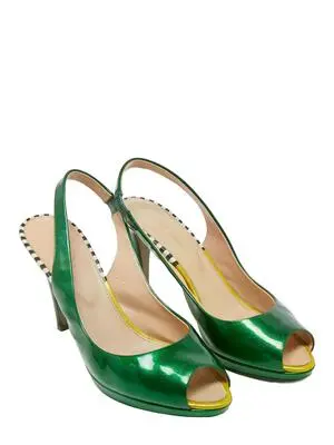 SERGIO ROSSI Peep-toe Slingback Sandals - Green
