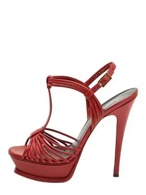 Saint Laurent Platform Ankle-strap Sandals - Red
