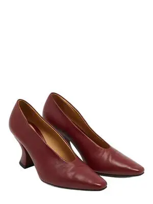 Bottega Veneta Squa-toe Leather Pumps - Red