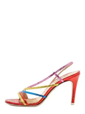 Attico Snakeskin-embossed Leather Stiletto Sandals - Red