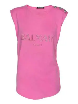 Balmain Sleeveless Logo Top - Pink