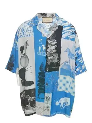 Gucci Multi-print Silk Shirt - Blue