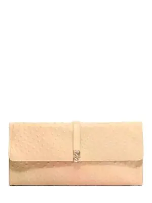 Loulou De Saison Mohini Ostrich-effect Leather Clutch - Neutrals