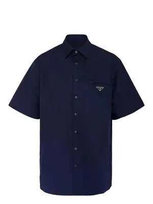 Prada Triangle-logo Cotton Shirt - Blue