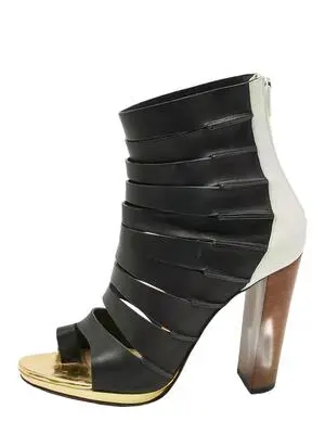 CHRISTIAN LOUBOUTIN Strappy Leather Heel Boots - Black
