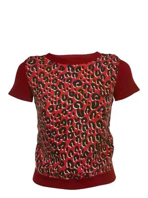 LOUIS VUITTON Leopard-print Ribbed Top - Red