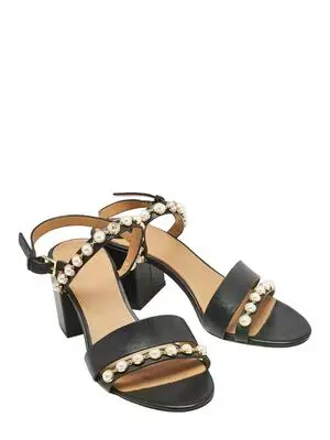 Tory Burch Embellished Block Heel Sandals - Black