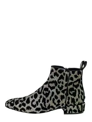Dolce & Gabbana Leopard-print Velvet Boots - Black
