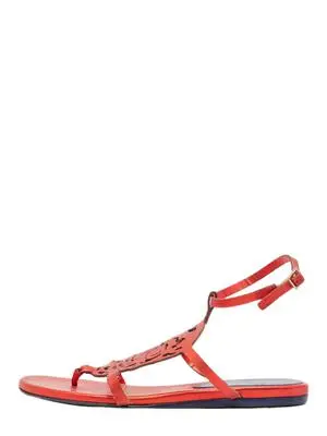 Alexander McQueen Skull Leather Flat Sandals - Red
