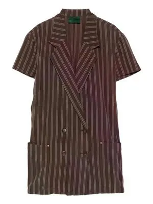 Jean Paul Gaultier Striped Short Sleeve Blazer - Brown