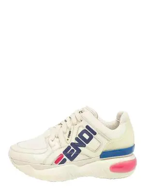 Fendi Leather Logo Sneakers - Neutrals