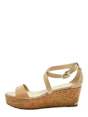 JIMMY CHOO Cross-strap Wedge Espadrille - Neutrals