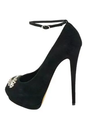 GIUSEPPE ZANOTTI Suede Crystal-embellished Platform Sandals - Black