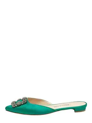 Manolo Blahnik Crystal-embellishment Mules - Green
