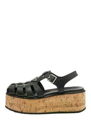 Prada Monolith Platform Sandals - Black