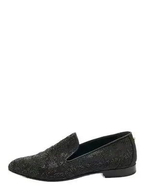 Versace Crystal-embellished Loafers - Black