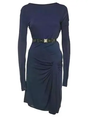 Gucci Belt-detail Midi Dress - Blue