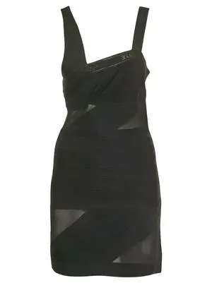 David Koma Mesh-textured Dress - Black