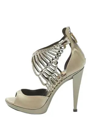 Roberto Cavalli 100mm Rhinestone-embellished Platform Sandals - Green
