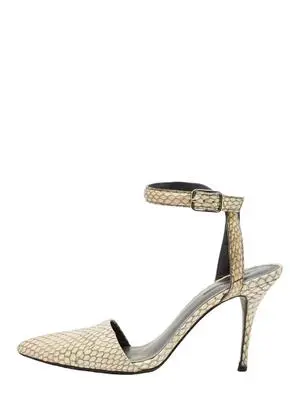 ALEXANDER WANG 100mm Snakeskin Ankle-strap Pumps - Neutrals