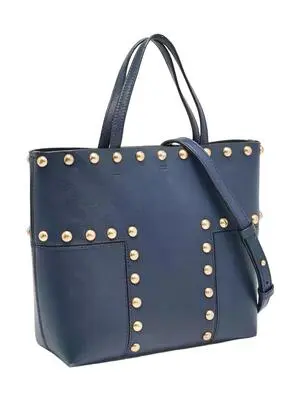Tory Burch Mini Block-t Studded Tote - Blue