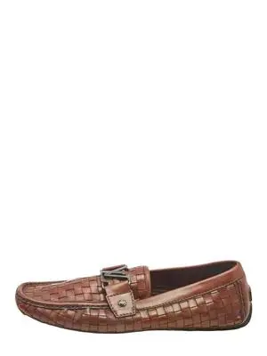 LOUIS VUITTON Woven Leather Loafers - Brown