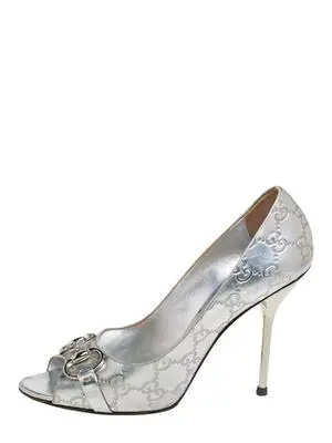 Gucci 100mm Peep-toe Pumps - Silver