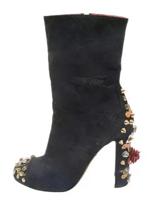 Dolce & Gabbana Brocade Embellished Boots - Black