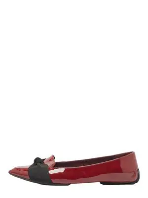 Burberry Patent-leather Bow-detail Flat Pumps - Red