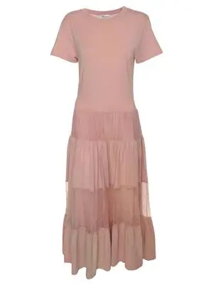 Valentino Garavani Tiered Ruffle Short-sleeve Dress - Pink