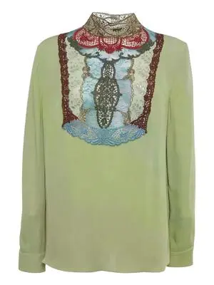 Valentino Garavani Silk Embroidered Blouse - Green